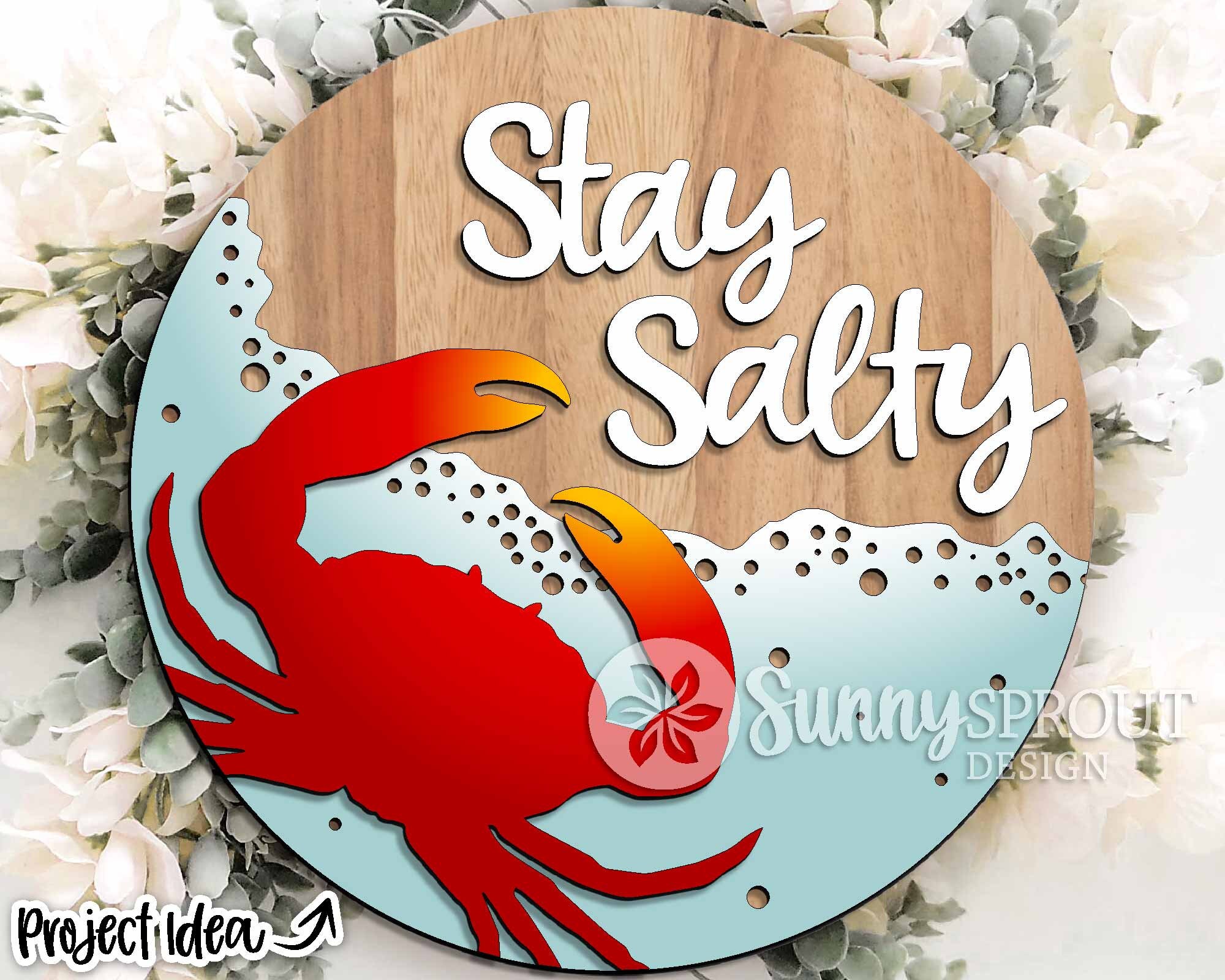 Stay Salty Crab Digital Download Round Door Hanger Svg - Etsy