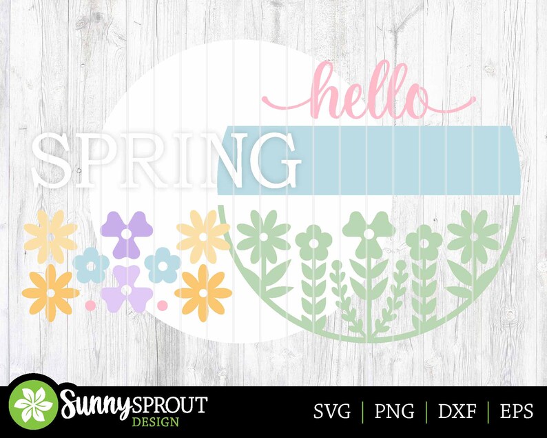 Hello Spring Flower Sign Round Door Hanger Svg Spring - Etsy