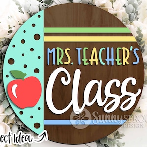 Classroom Sign Bundle, Round Door Hanger Svg, Glowforge Laser File ...