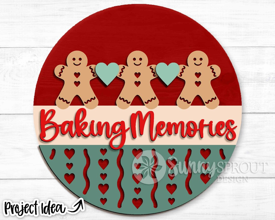 Baking Memories Cookie Sign, DIGITAL Download, Round Door Hanger Svg ...
