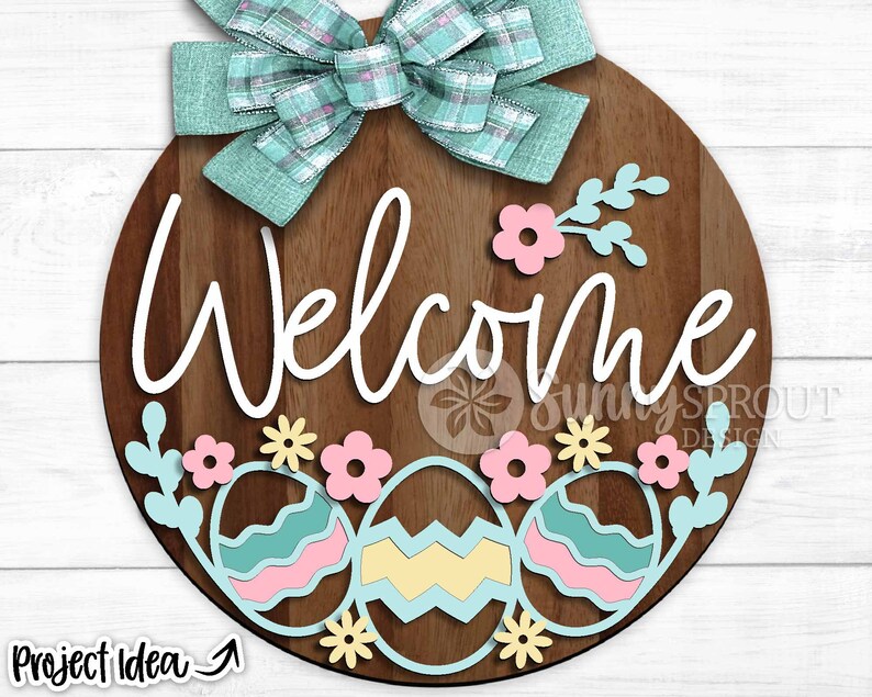 Welcome Easter Egg Flower Digital Download Round Door Hanger - Etsy