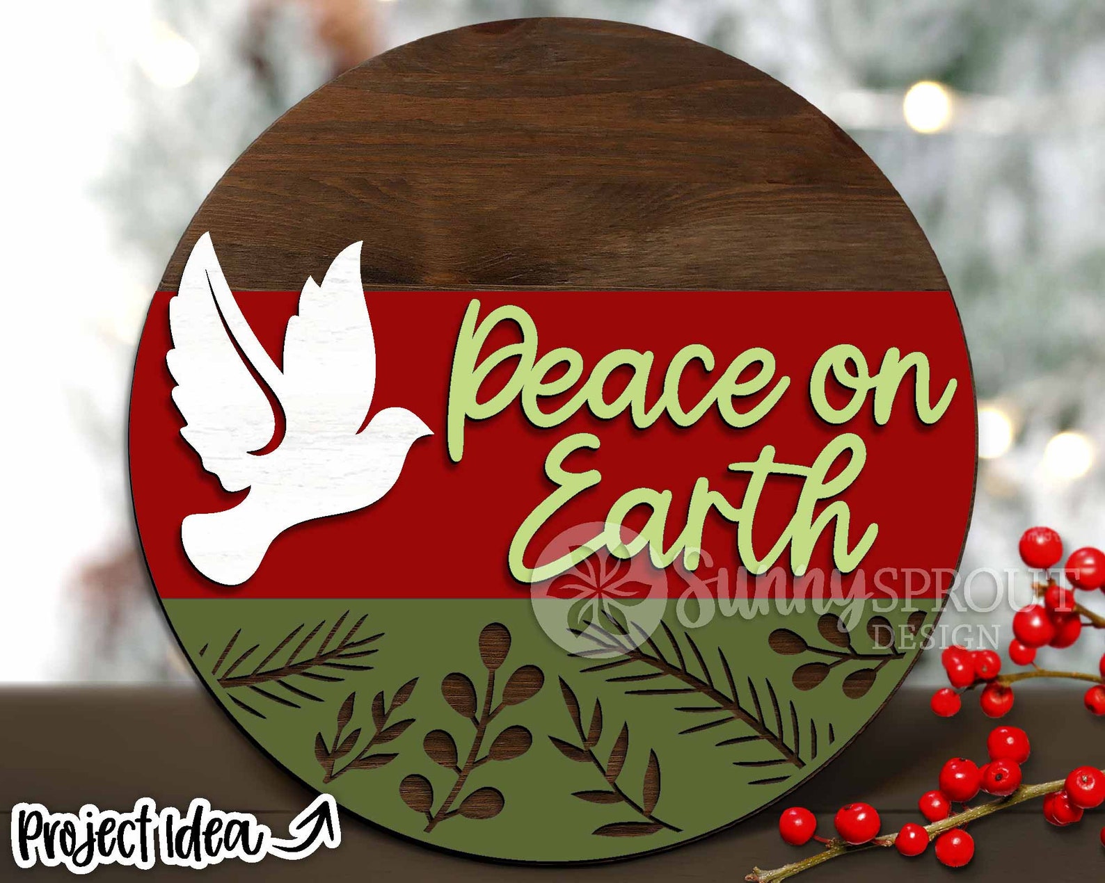 Peace on Earth Dove Sign DIGITAL Download Winter Round Door - Etsy