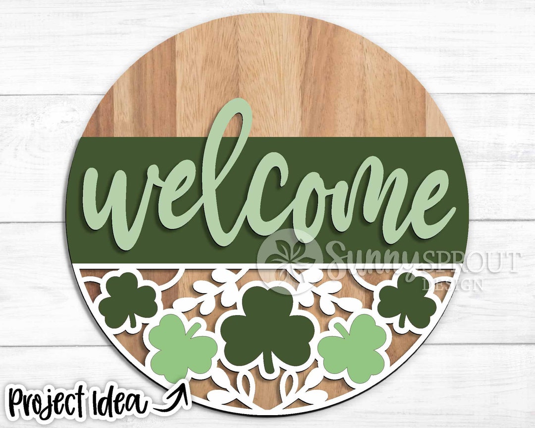 St. Patrick's Day Welcome Sign, Digital Download, Round Door Hanger Svg ...