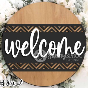 Welcome Geometric Pattern Sign, Digital Download, Round Door Hanger Svg ...