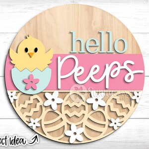 Hello Peeps Chick & Easter Egg Sign, Digital Download, SVG Laser Cut ...