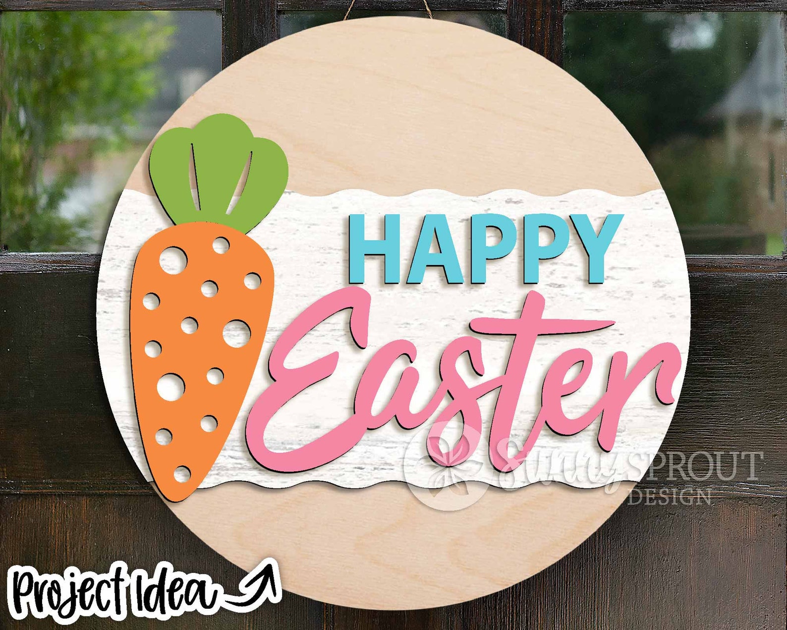 Happy Easter Carrot Sign, Digital Download, Round Door Hanger ...