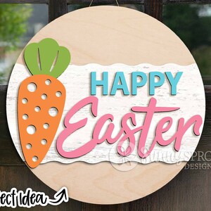 Happy Easter Carrot Sign, Digital Download, Round Door Hanger ...