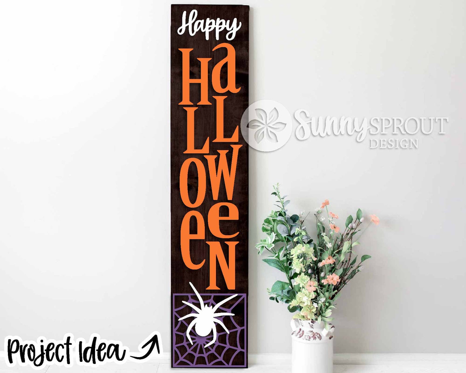 Happy Halloween Spiderweb Sign, Digital Download, Vertical Porch Leaner ...