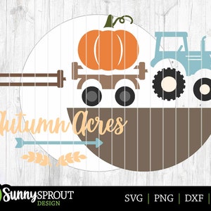 Autumn Acres Tractor Pumpkin Sign, Digital Download, Round Door Hanger ...