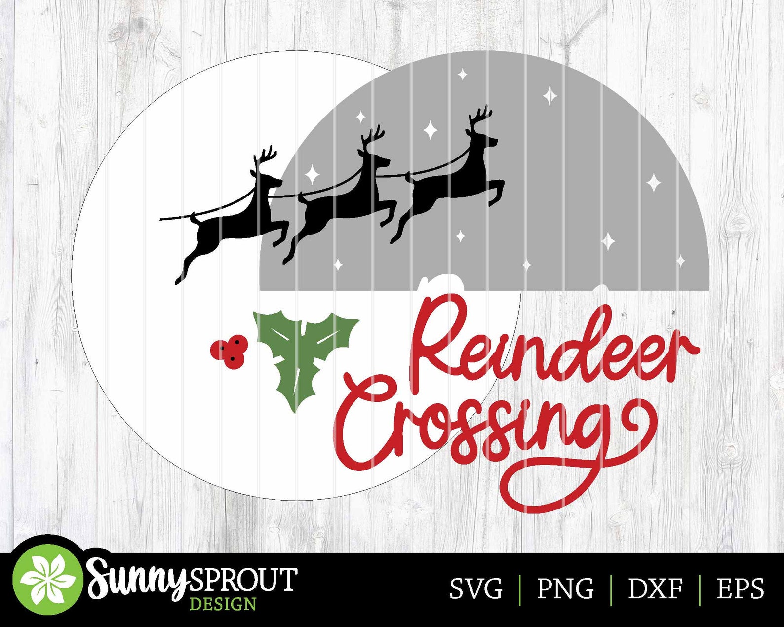 Reindeer Crossing Sign DIGITAL Download Round Door Hanger - Etsy
