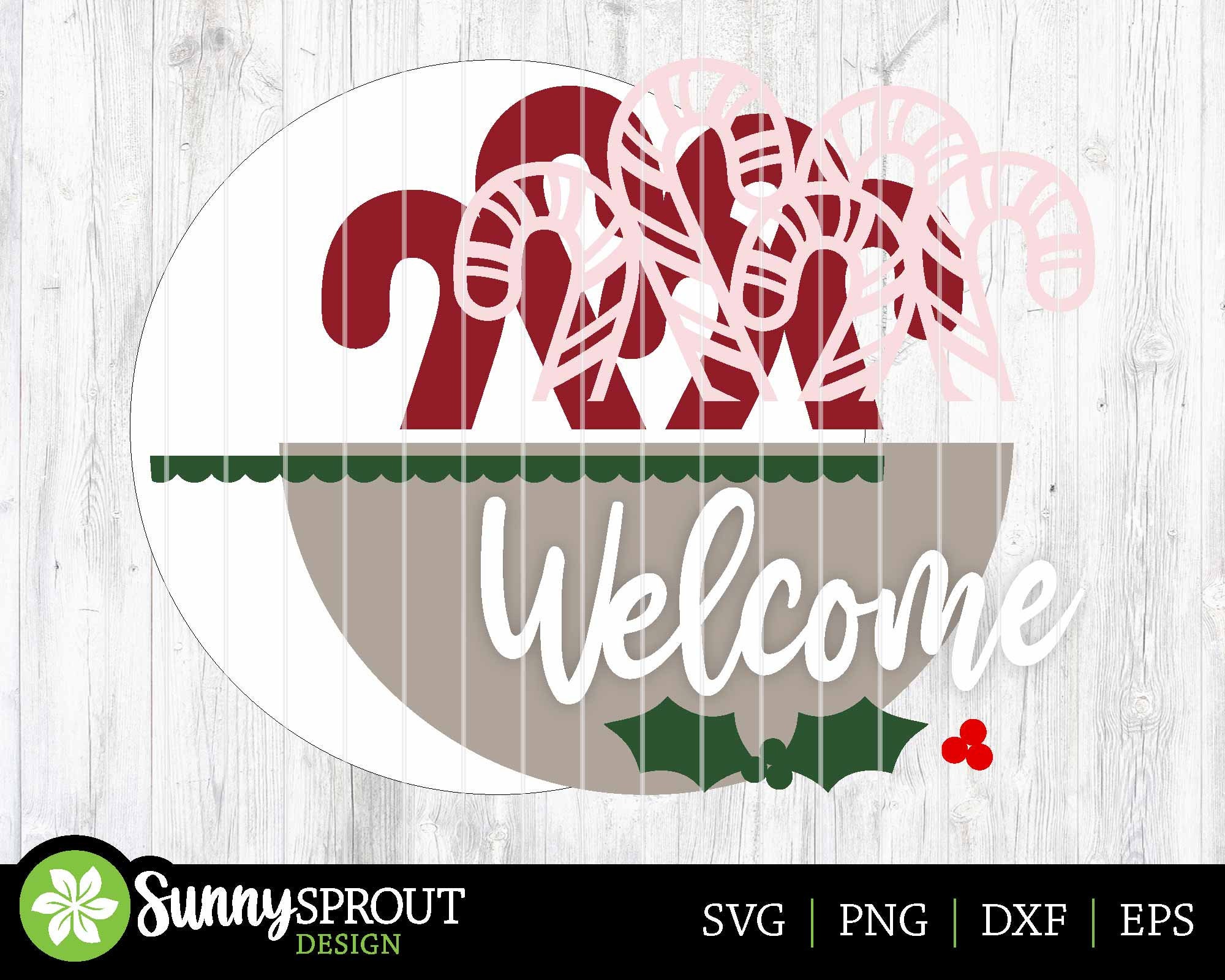 Welcome Candy Cane Sign, Digital Download, SVG Laser Cut File, Cricut ...