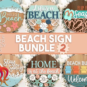 Beach Theme Sign Bundle 2, Digital Download, Round Door Hanger Svg ...