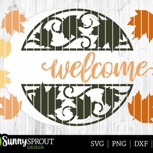 Welcome Maple Leaf Pattern Sign, Digital Download, Round Door Hanger ...