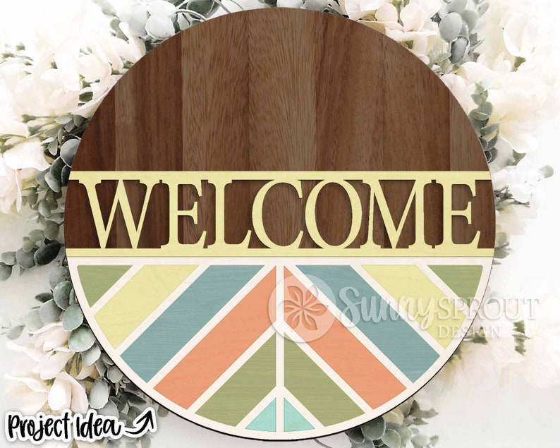 Chevron Geometric Welcome Sign Digital Download Round Door - Etsy