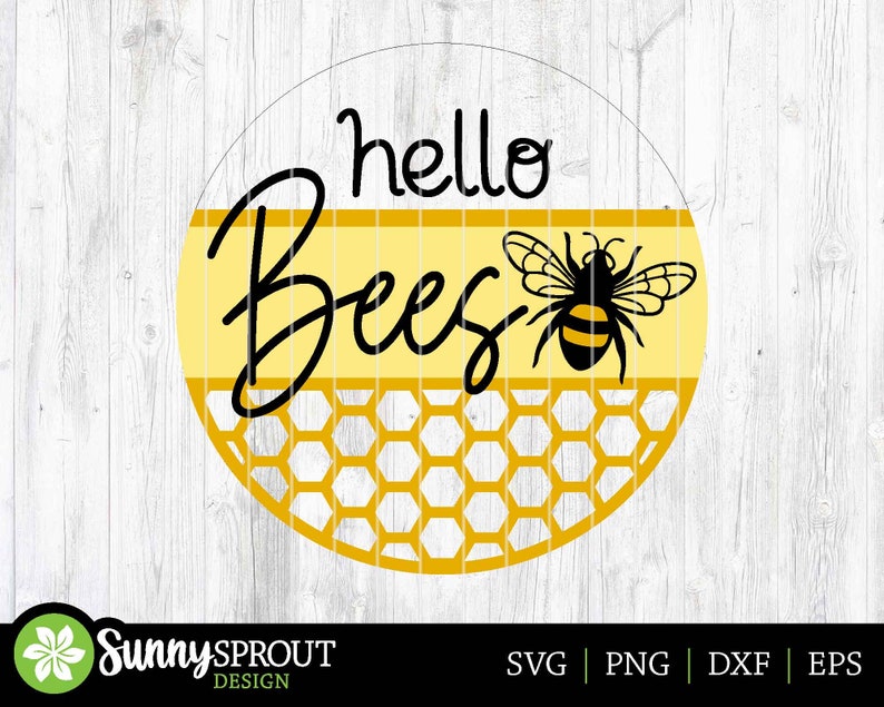 Hello Bees Svg Digital Download Round Door Hanger Svg | Etsy