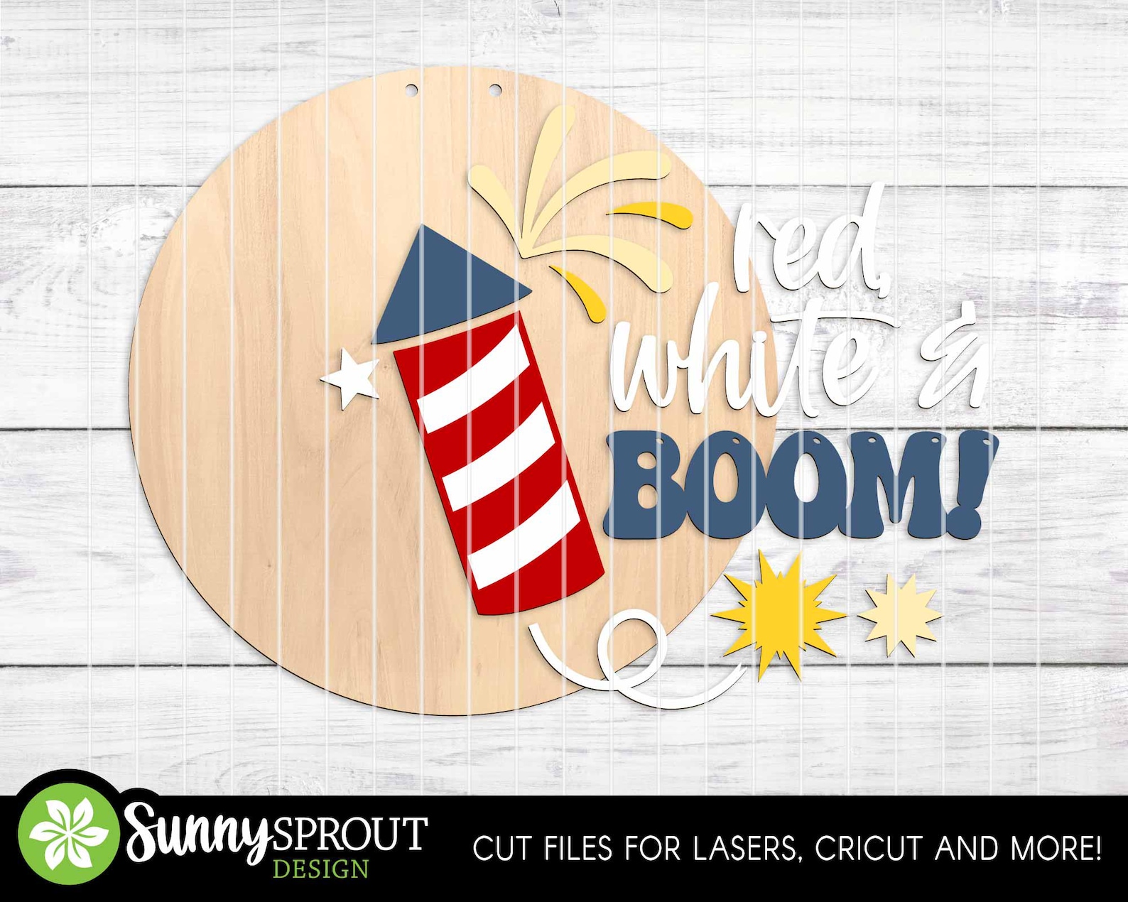 Red, White & Boom Firecracker Sign | Digital Download | SVG Laser Cut ...