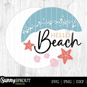 Hello Beach Shoreline Sign, Digital Download, Round Door Hanger Svg ...
