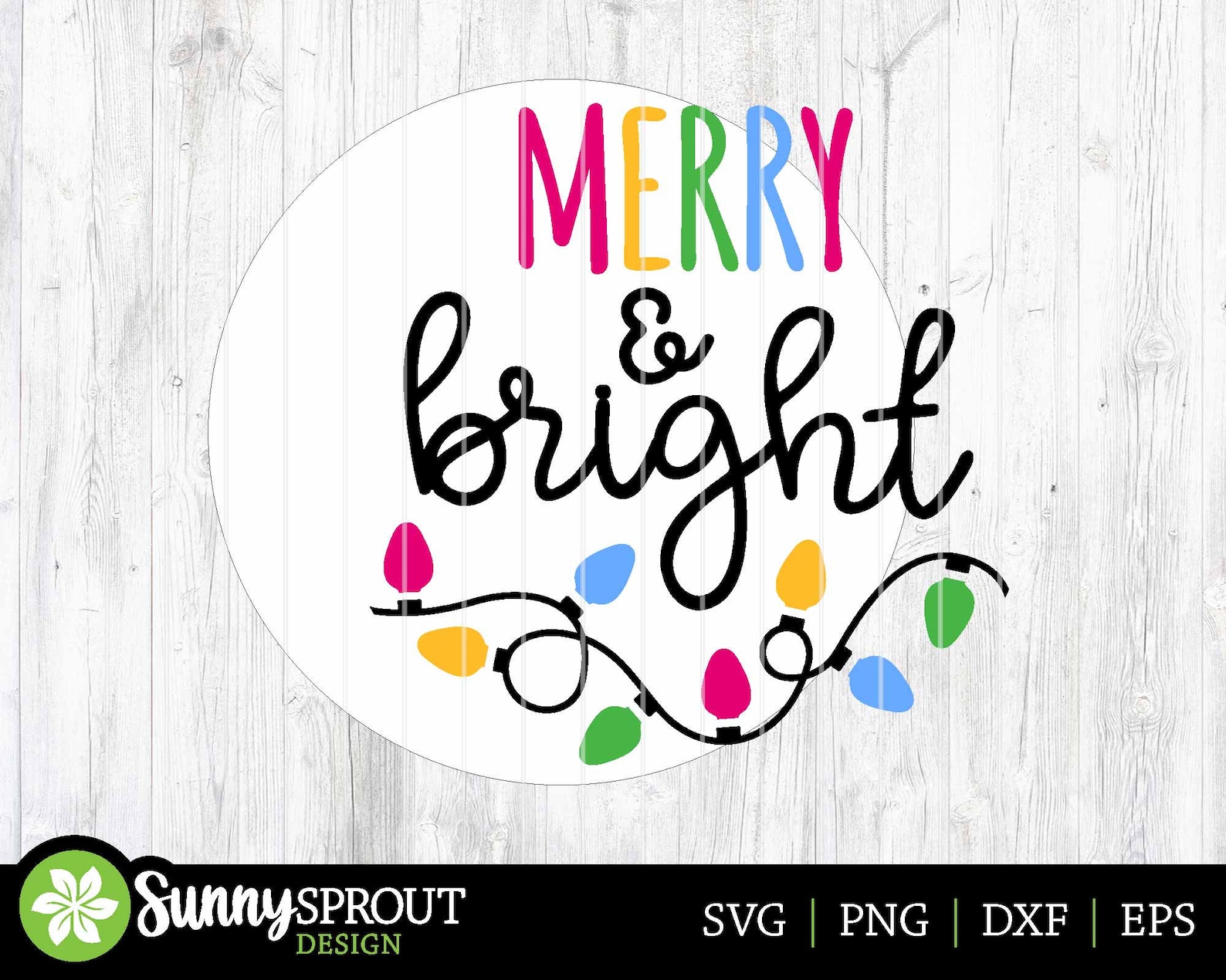 Merry & Bright String Lights DIGITAL Download Winter Round - Etsy