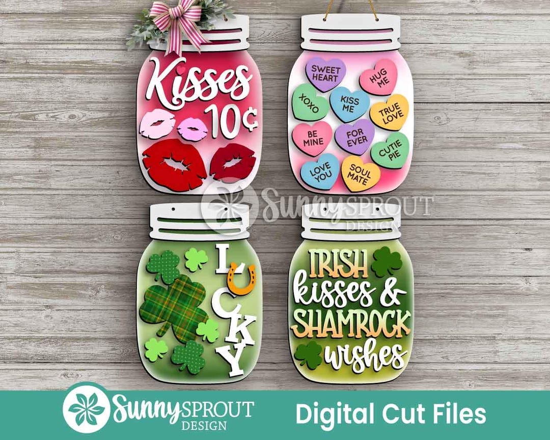 Valentine & St. Patrick Day Mason Jar Sign Bundle, DIGITAL Download ...