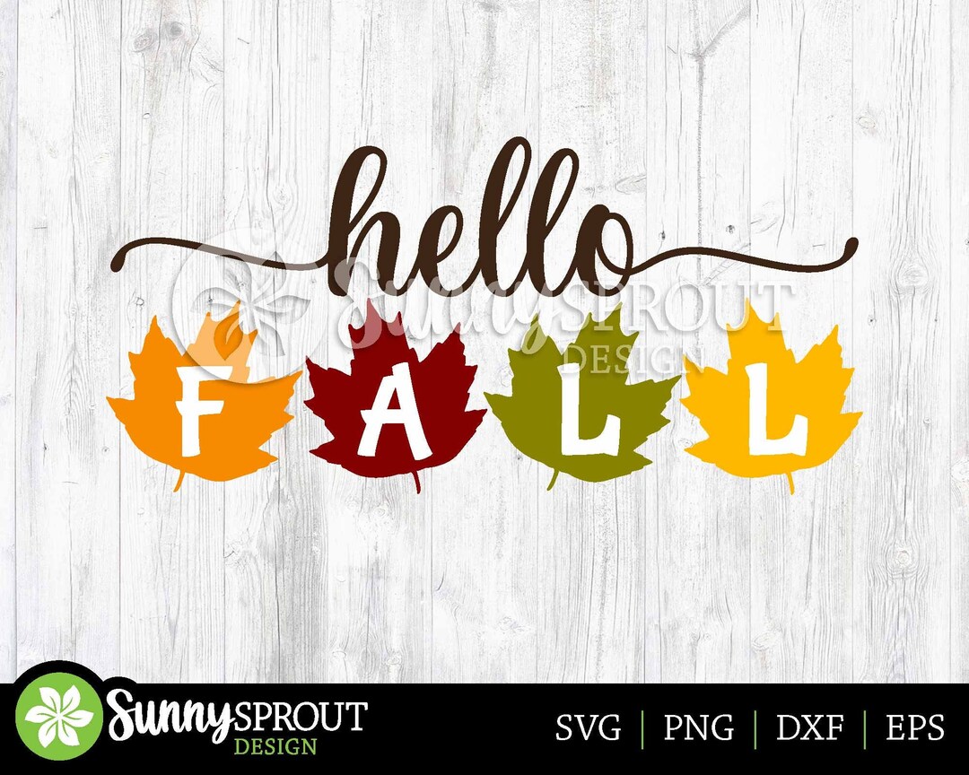 Hello Fall Maple Leaf, Digital Download, Cricut, Silhouette Cut File ...