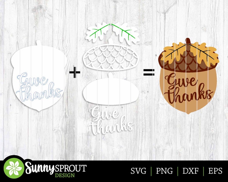 Give Thanks Acorn Door Hanger Design DIGITAL Download - Etsy