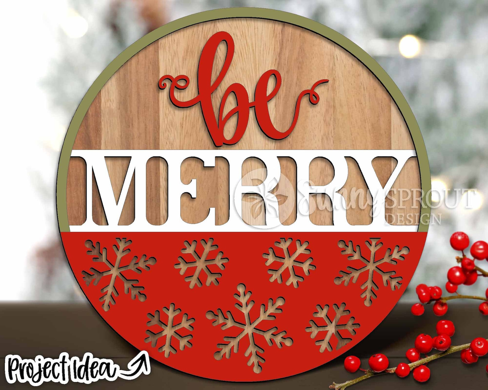 Be Merry Snowflake Sign DIGITAL Download Round Door Hanger - Etsy