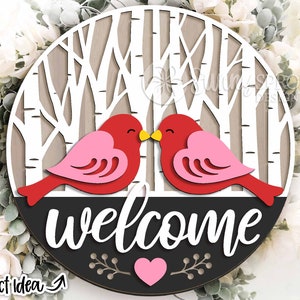 Welcome Love Birds Sign Digital Download Round Door Hanger - Etsy