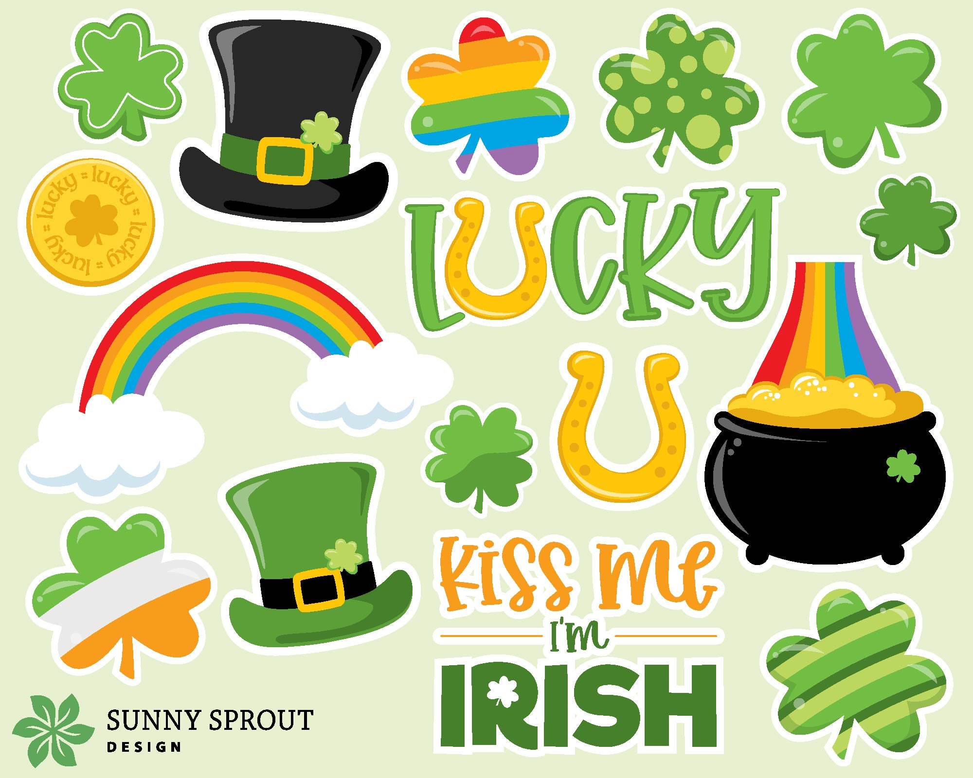 St. Patrick's Day Clip Art Bundle, Digital Download, 16 Individual Png ...