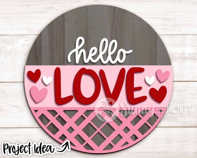 Hello Love Heart Sign Digital Download Round Door Hanger - Etsy