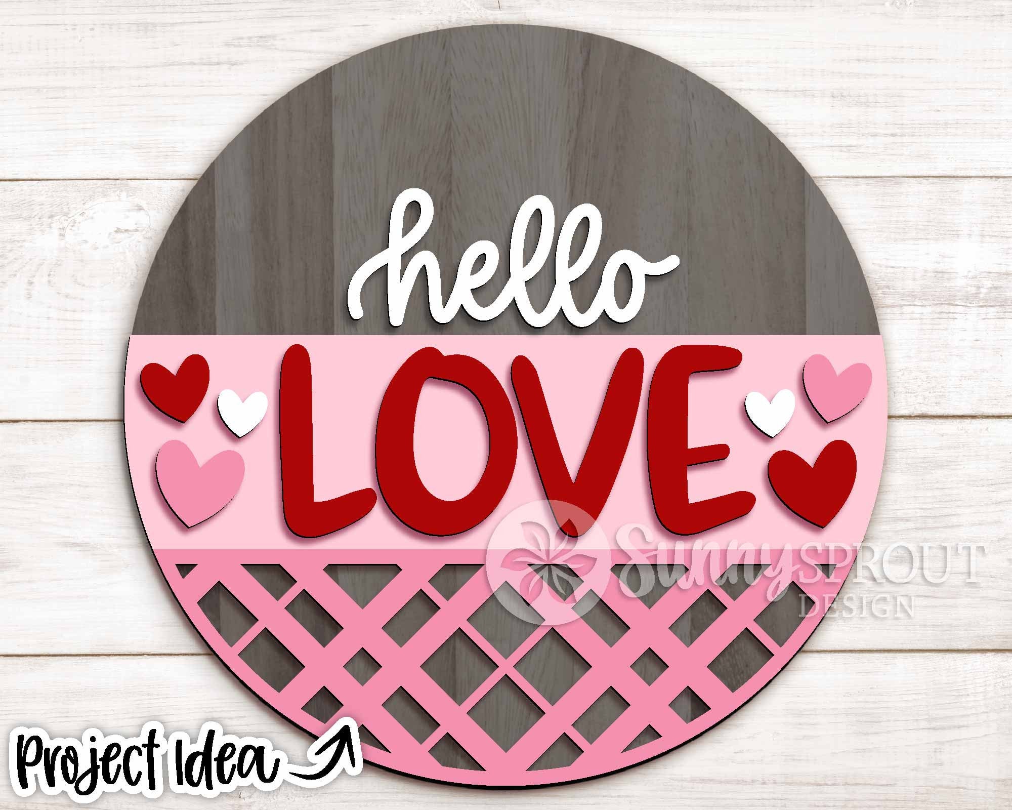 Hello Love Heart Sign Digital Download Round Door Hanger - Etsy