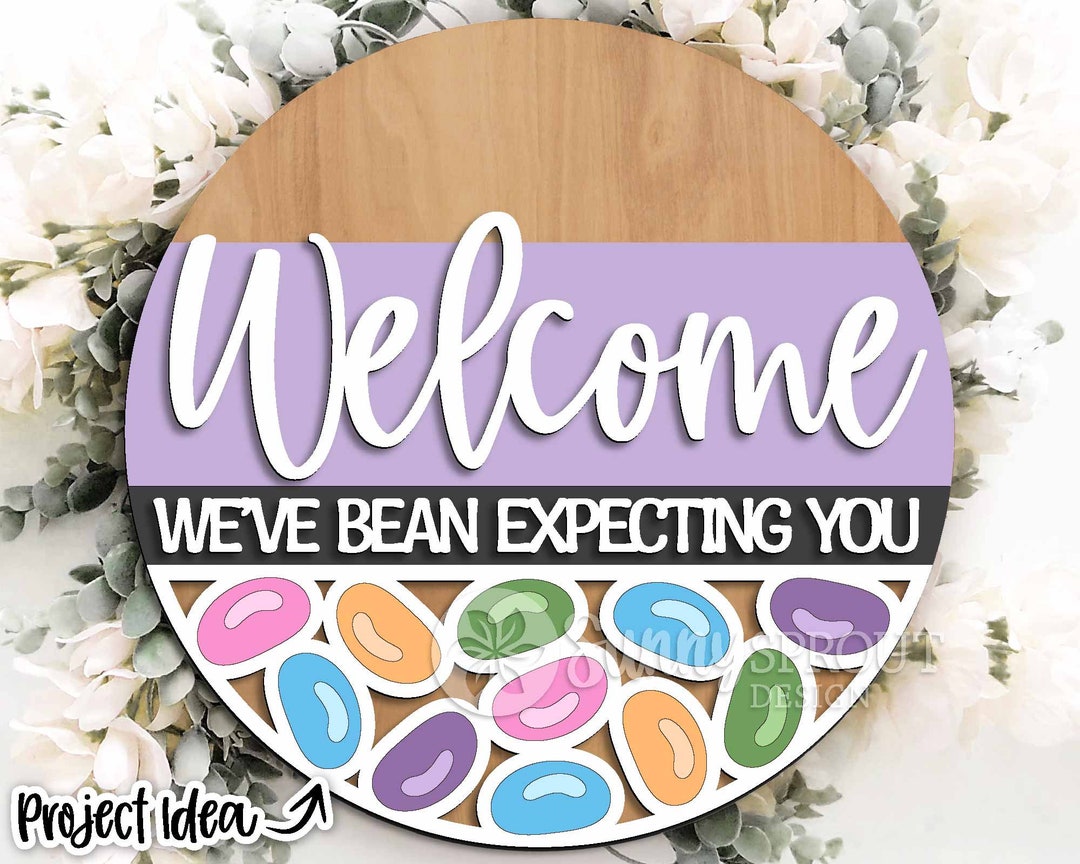 Welcome Jelly Bean Sign, Digital Download, Round Door Hanger Svg ...