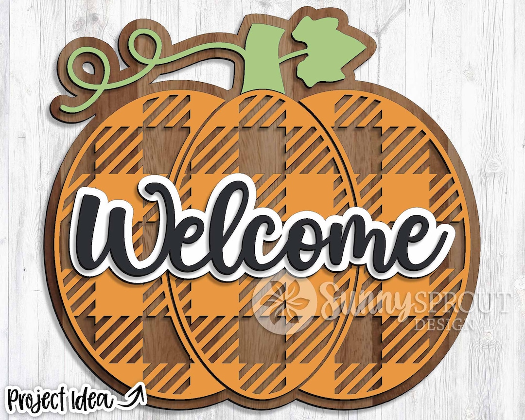 Welcome Checker Pumpkin, Digital Download, Fall Door Hanger Svg ...