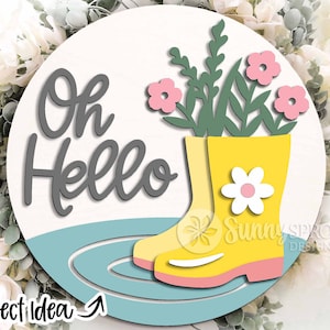 Spring Sign Bundle 3, DIGITAL Download, Round Door Hanger Svg ...