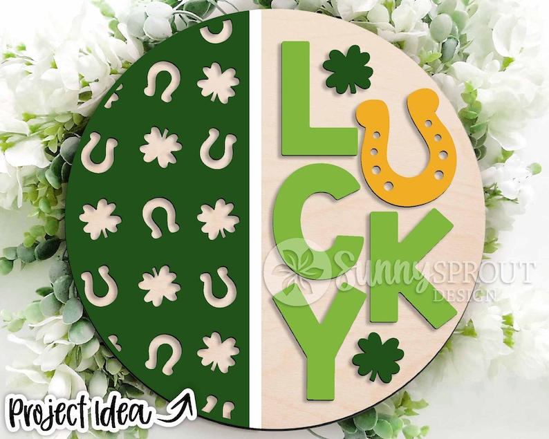 Lucky Horseshoe Shamrock Sign Digital Download Round Door - Etsy