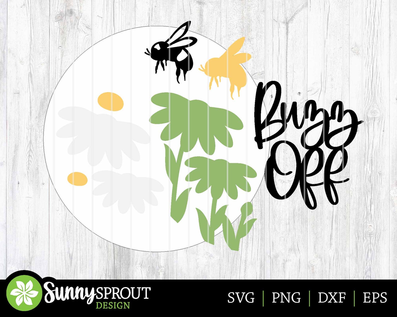 Buzz off Daisy Bee Sign, Round Door Hanger Svg, Spring Welcome Sign ...