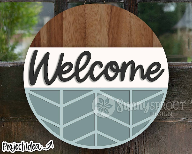 Chevron Geometric Welcome Sign Digital Download Round Door - Etsy