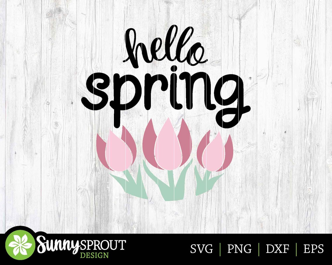 Hello Spring Tulip Svg Round Door Hanger Svg Spring Welcome - Etsy