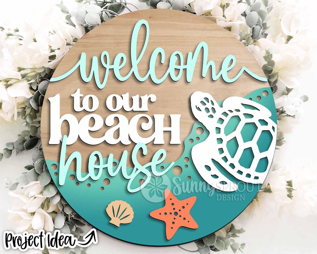 Welcome to Our Beach House Sign, Digital Download, Round Door Hanger ...