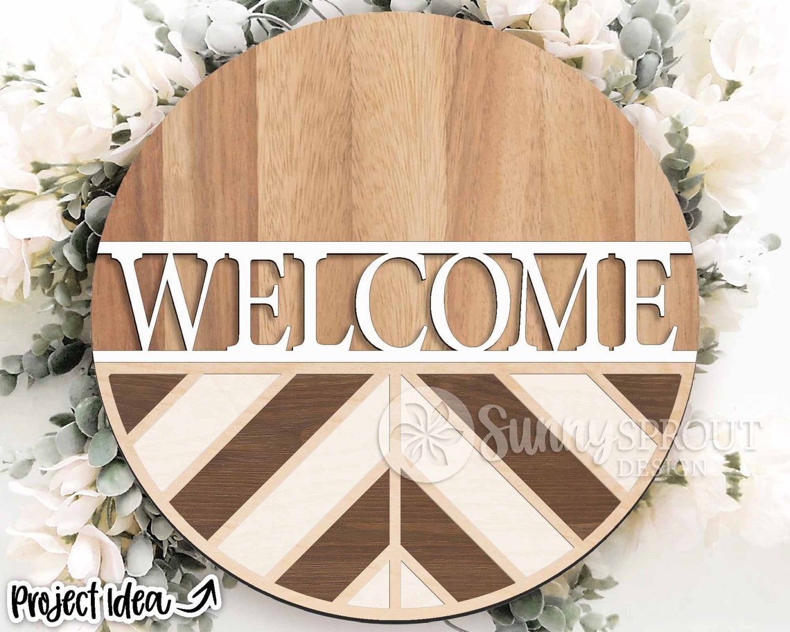 Chevron Geometric Welcome Sign Digital Download Round Door - Etsy