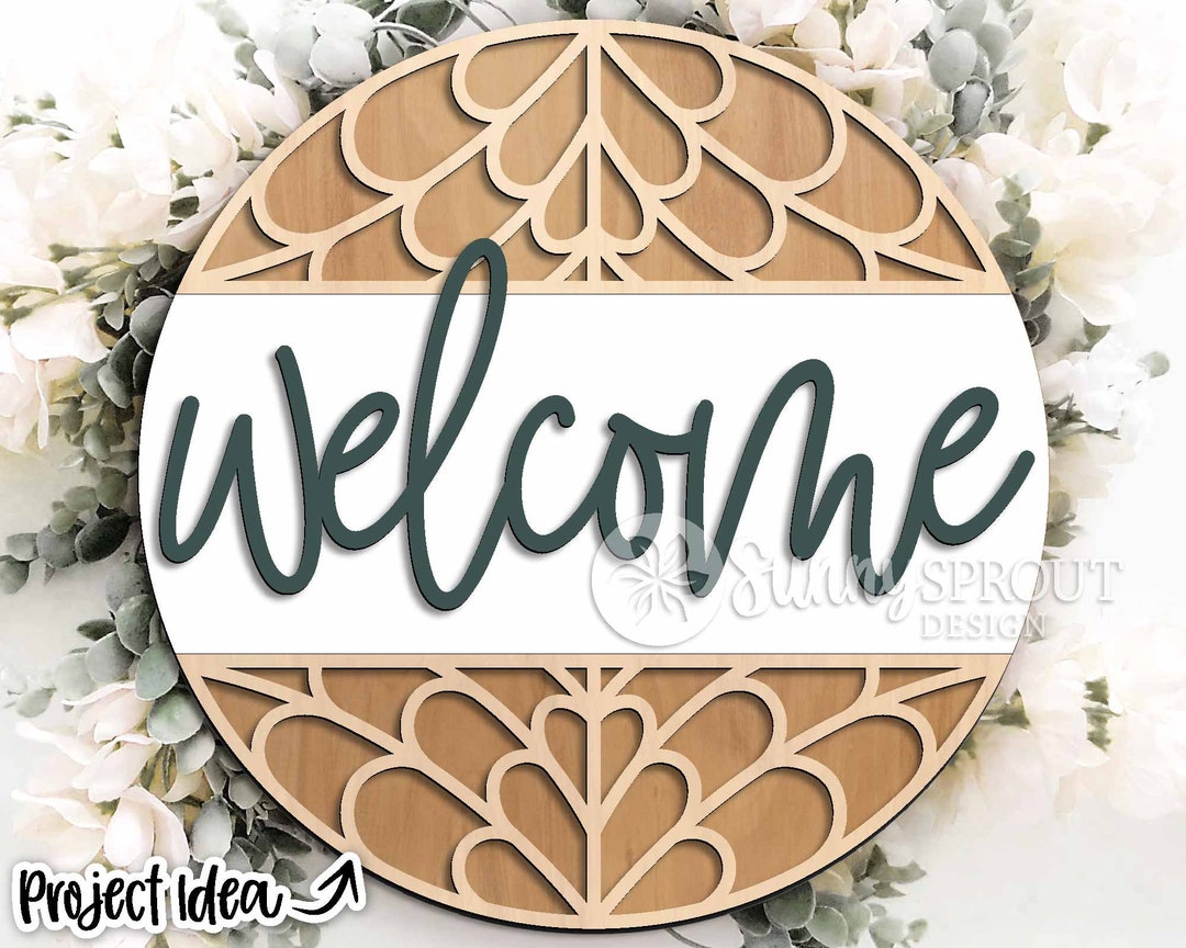 Welcome Boho Pattern Sign, Digital Download, Round Door Hanger Svg ...