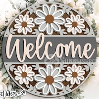 Floral Welcome Sign SVG, Hello and Welcome Decal Files (digital ...