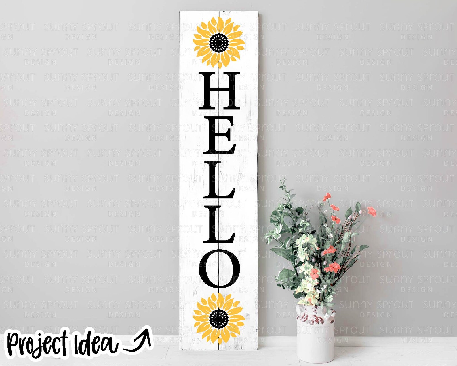 Hello Sunflower Porch Sign Digital Download Print File, Cricut ...
