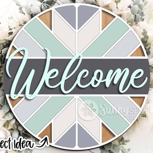Geometric Welcome Sign, Digital Download, Round Door Hanger Svg ...