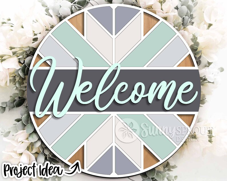Geometric Welcome Sign Digital Download Round Door Hanger - Etsy