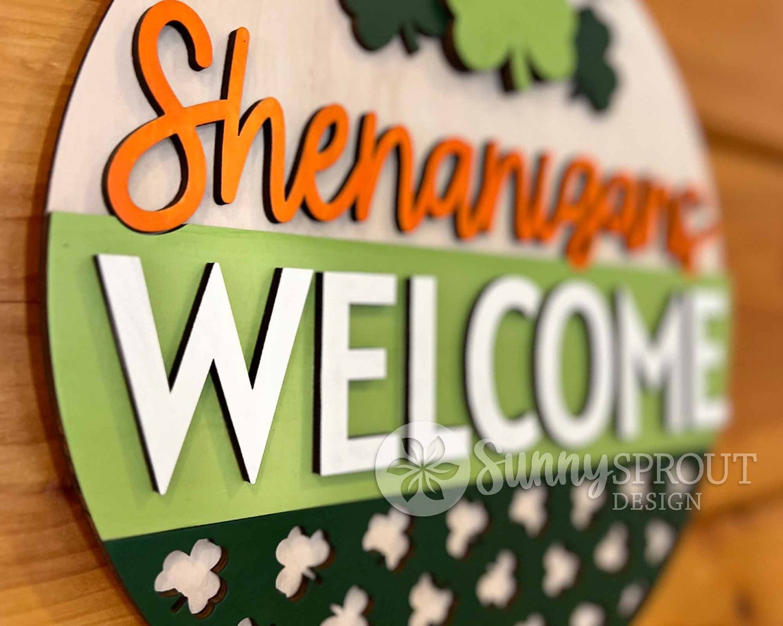 Shenanigans Welcome Sign, Digital Download, Round Door Hanger Svg ...
