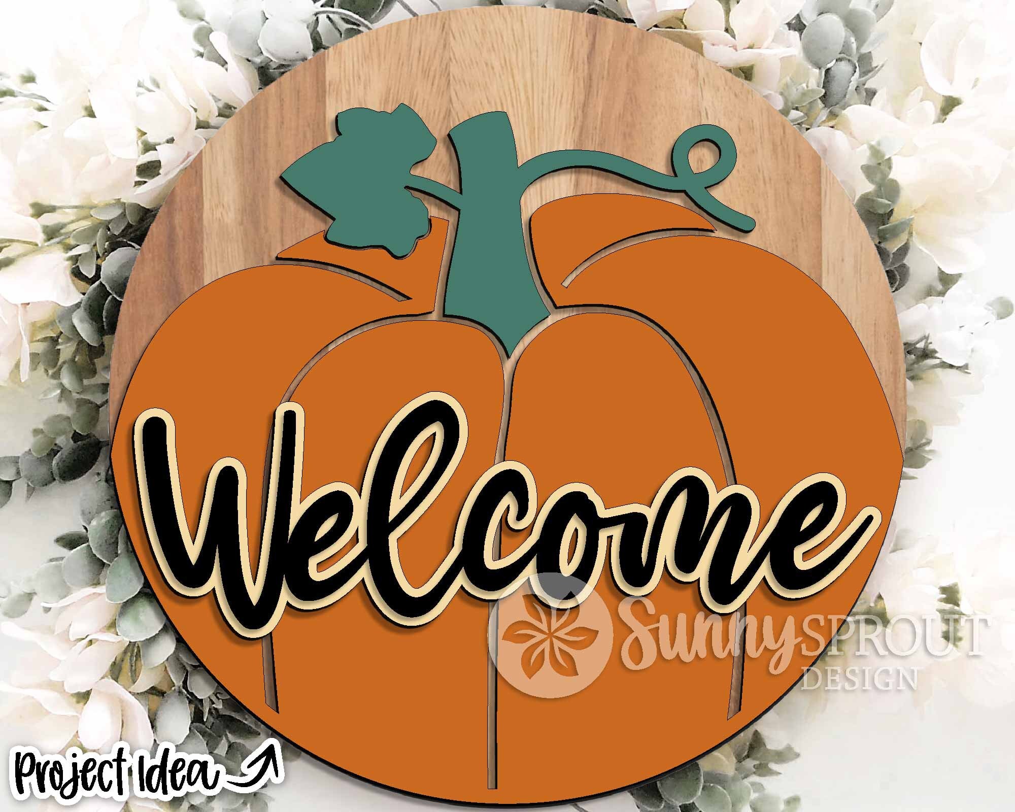 Welcome Pumpkin Round Sign, Digital Download, SVG Laser Cut File ...