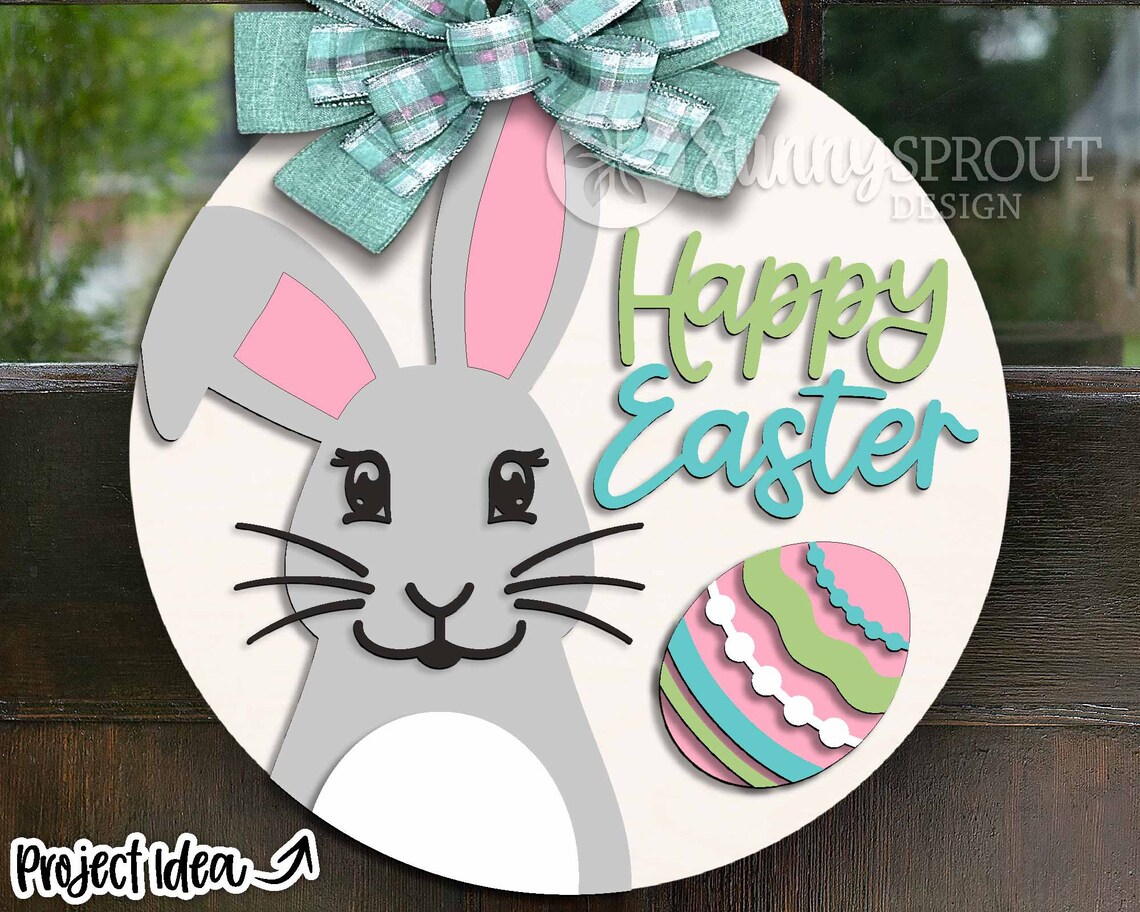 Happy Easter Bunny Egg Sign Digital Download Round Door - Etsy