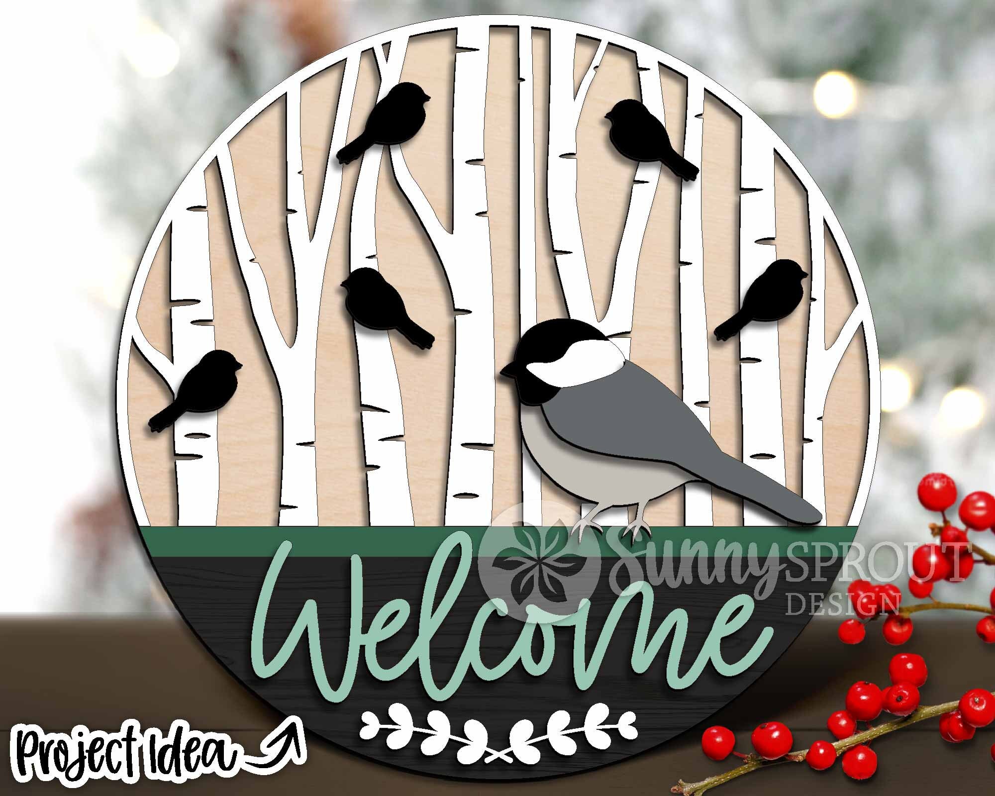 Birch Trees and Birds Welcome Sign DIGITAL Download Round - Etsy