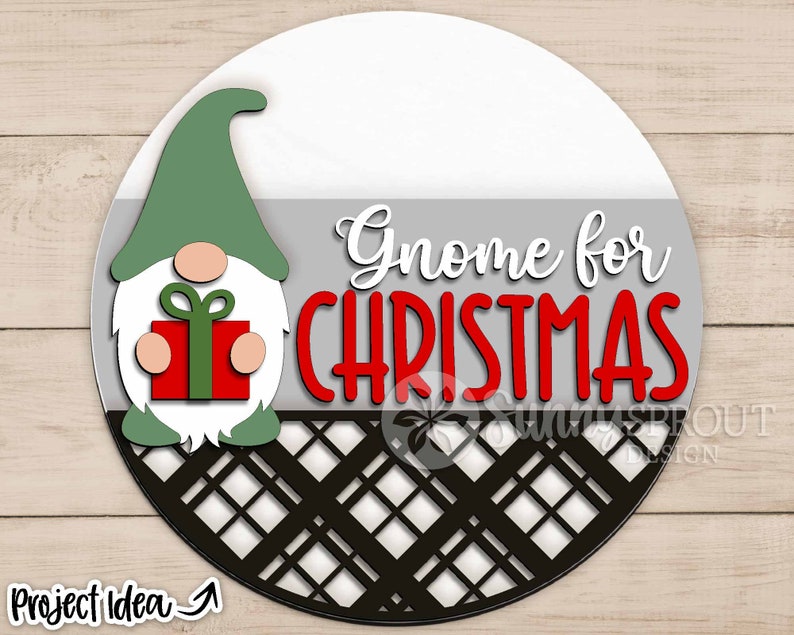 Gnome for Christmas Round Sign, DIGITAL Download, Door Hanger Svg ...