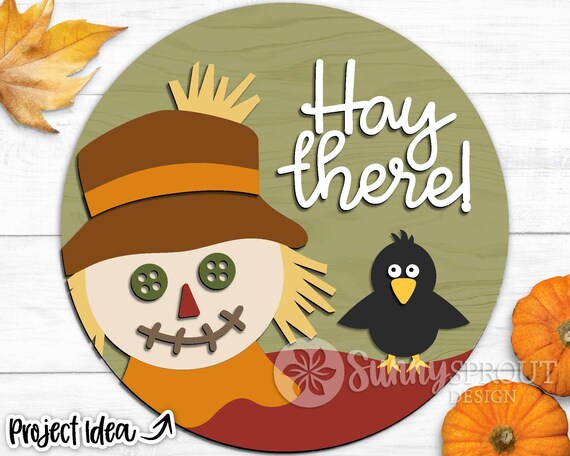 Hay There Scarecrow Sign Digital Download Round Door Hanger - Etsy